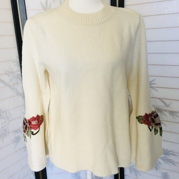 Sweaters | Democracy Artisan Crafted Sz L Sweater Top Floral ...